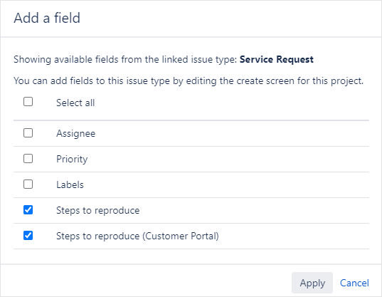 Adding the field to the customer portal