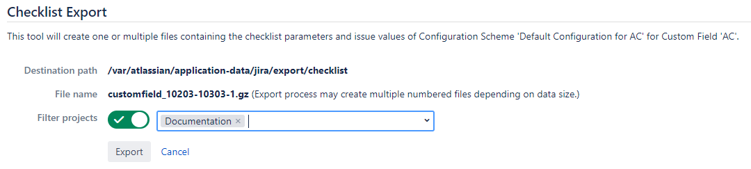 Exporting checklist data for a Cloud Import