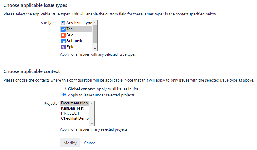 Creating Different Default Local Items For Different Issue Types In Multiple Projects
