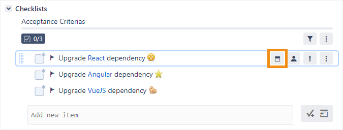 Adding due dates to items